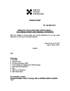 PR – 063 BOPP Audited Financial Statements for the Full Year Ended December 2012 | Annual ...